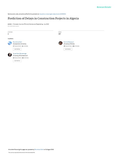 Prediction Of Delays In Construction Projects In Algeria Pdf Regression Analysis Linear