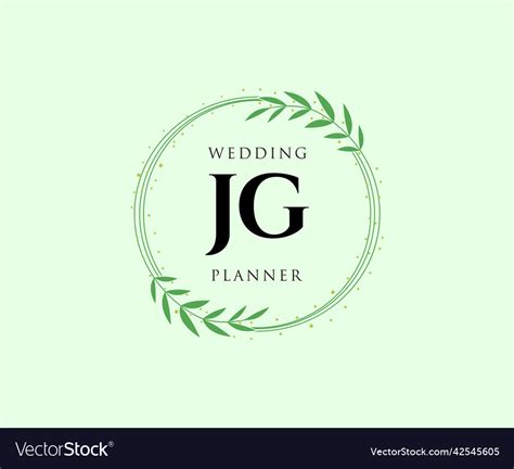Jg Initials Letter Wedding Monogram Logos Vector Image