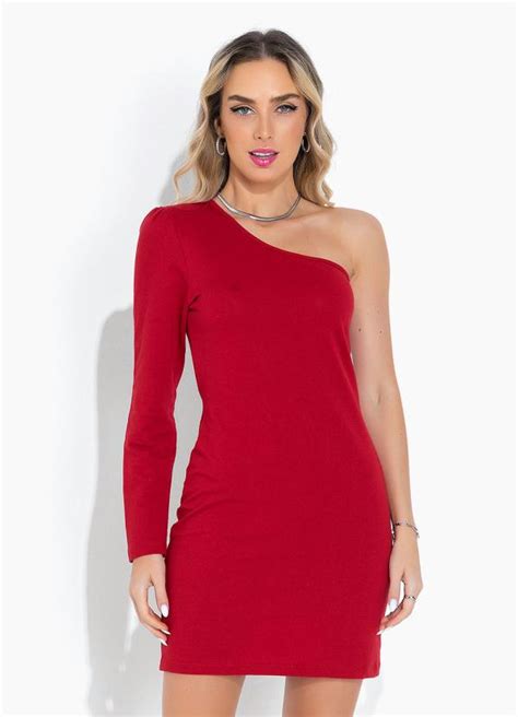 Vestido Vermelho Justo Com Decote Ass Metrico Queima De Estoque