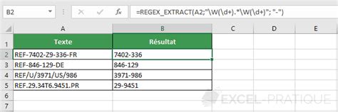 Fonction Excel REGEX EXTRACT