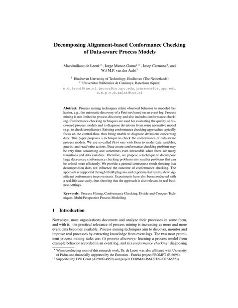 Pdf Decomposing Alignment Based Conformance Checking Of Data Aware Process Models
