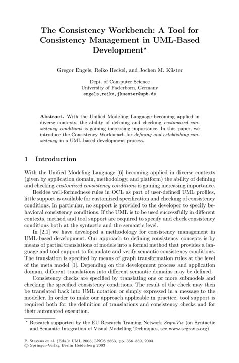 Pdf The Consistency Workbench A Tool For Consistency Management In Uml Based Development