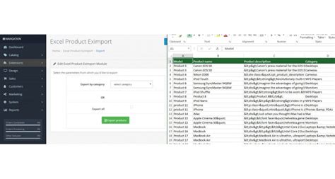 opencart excel product eximport