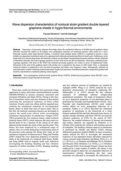 Pdf Wave Dispersion Characteristics Of Nonlocal Strain Gradient Double Layered Graphene Sheets