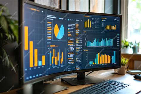 Financial Data Visualization On A Computer Monitor Premium Ai Generated Image