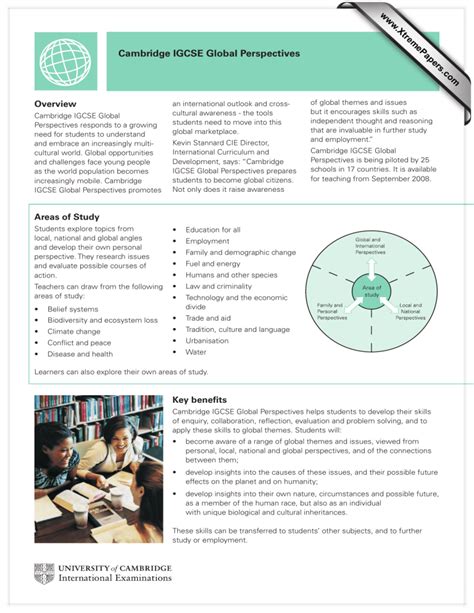 Cambridge IGCSE Global Perspectives Syllabus Overview