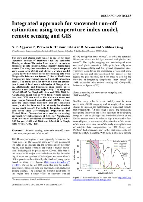 Pdf Integrated Approach For Snowmelt Run Off Estimation Using Temperature Index Model Remote