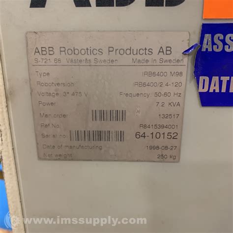 Abb Irb 6400 2 4 120 Industrial Robot And Controller W Pendant Ims Supply