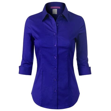 Made By Olivia Made By Olivia Womens 3 4 Sleeve Stretchy Button Down