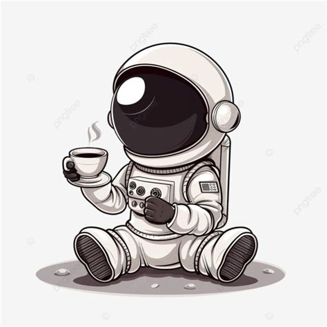커피를 즐기는 귀여운 만화 우주 비행사 커피 만화 귀엽다 Png 일러스트 및 이미지 에 대한 무료 다운로드 Pngtree