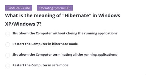 What Is The Meaning Of Hibernate In Windows Xp Windows 7 Examians