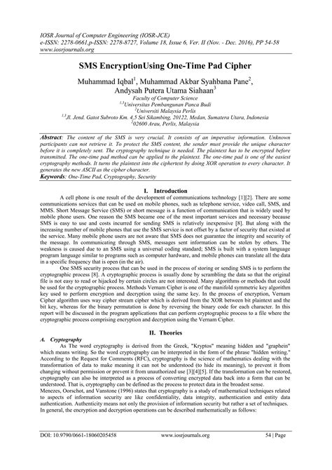 Sms Encryption Using One Time Pad Cipher Pdf