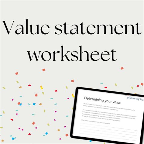 Value Statement Worksheet Only 495 Value Statement Worksheet Only 495