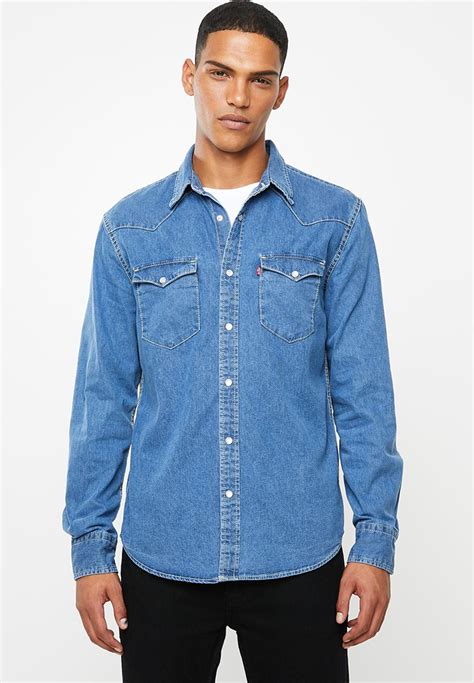 Levis Denim Shirt Men Shirt Barstow Western Levis Red Cast Stone Shirts Denim Mens Venzero