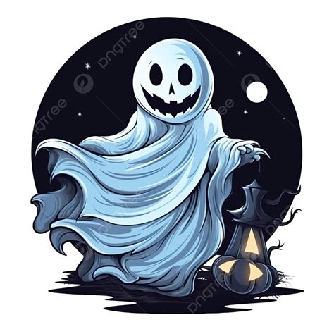 Halloween Ghost Cartoon At Night Design Holiday And Scary Theme