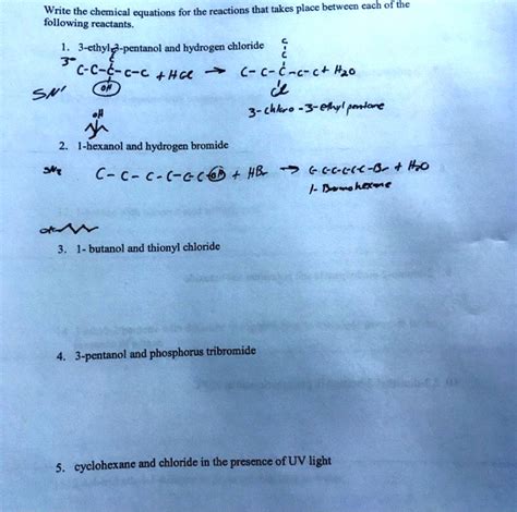 Solved Wrte The Chemical Equations For The Reactions That Takes Place