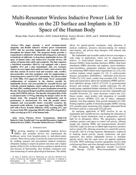 Pdf Multi Resonator Wireless Inductive Power Link For Wearables On The 2d Surface And Implants