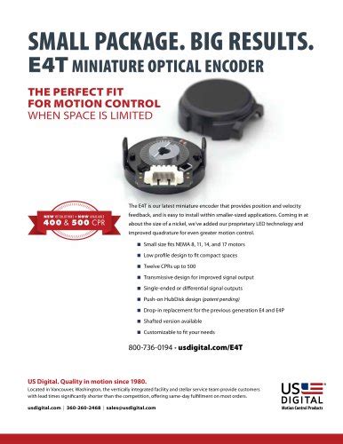 E4t Miniature Optical Encoder Product Brochure Us Digital Pdf Catalogs Technical