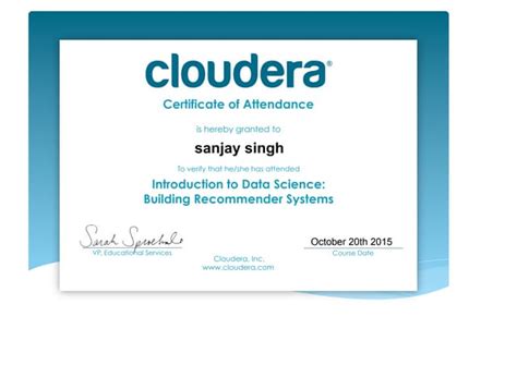 Cloudera Data Science Certificate Ppt