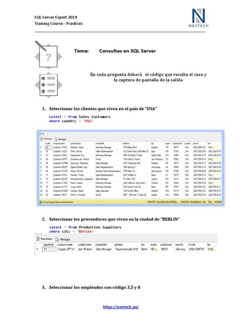 practica consultas en sql server pdf sql