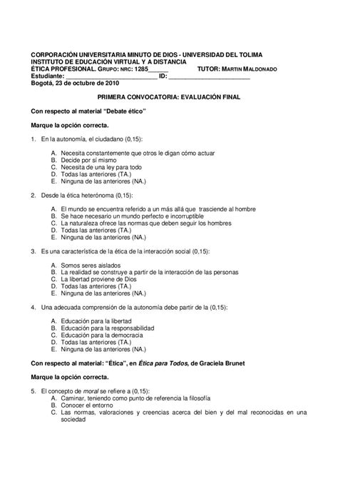 Examen Final De Etica By Martín Maldonado Issuu