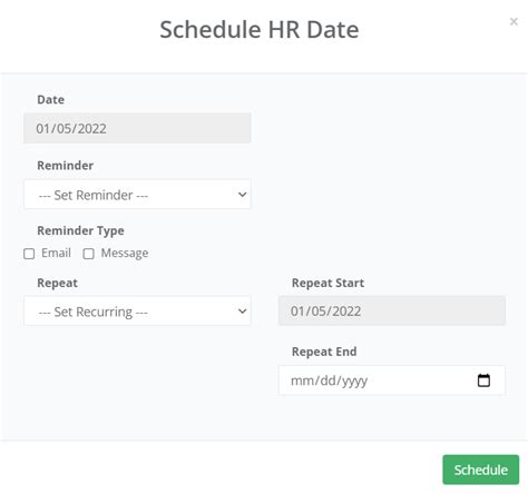 Scheduling Dates From Staff Information Brittco Software Help And Learning