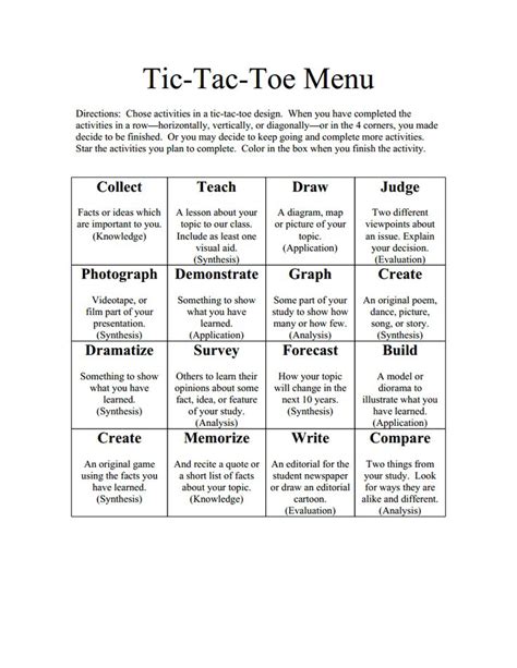 116 Best Learning Menus And Choice Boards Images On Pinterest School