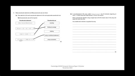 Q3 Part A Understand Pseudocode Paper 2 Oct Nov 23 Cambridge Igcse