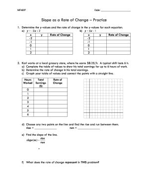 Rate Of Change Practice Fill Online Printable Fillable Blank