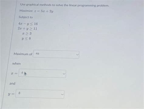 Solved Use Graphical Methods To Solve The Linear Programming