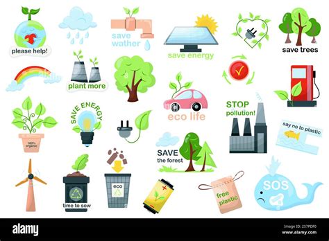 Ecology Mega Set Elements In Flat Design Bundle Of Protect Environment