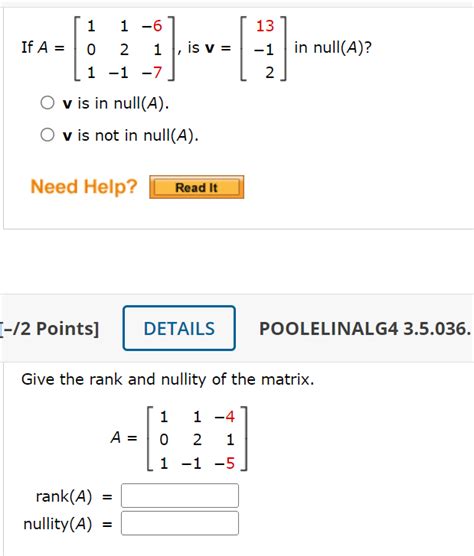solved determine whether b is in col a 10 a 1 1 ob is in