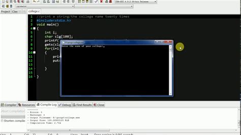 C Program To Print A String 20 Times Using Loop Youtube