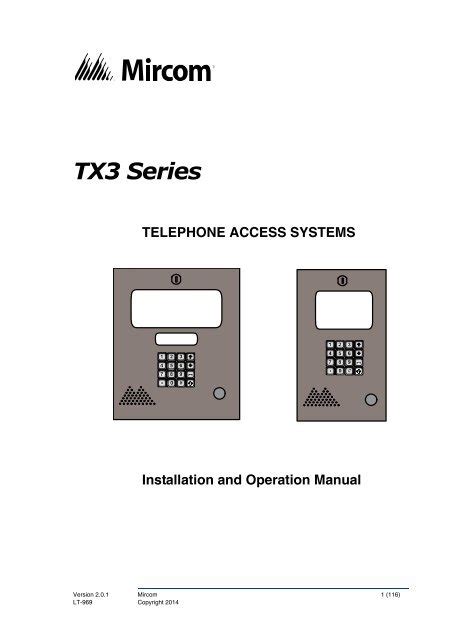 LT 969 TX3 Installation And Operation Manual Mircom