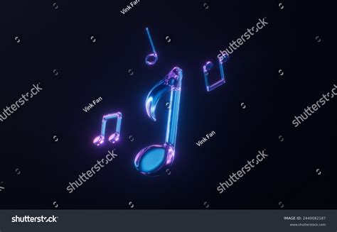 Music Notes Dark Neon Light Effect Stock Illustration 2440082187