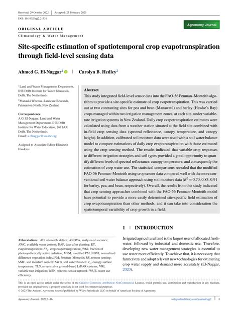 Pdf Site‐specific Estimation Of Spatiotemporal Crop
