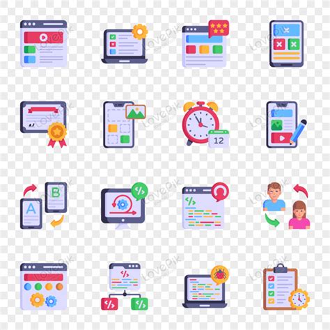 웹 과 응용 프로그램 개발 평면 아이콘 의 집합 Png 일러스트 무료 다운로드 Lovepik