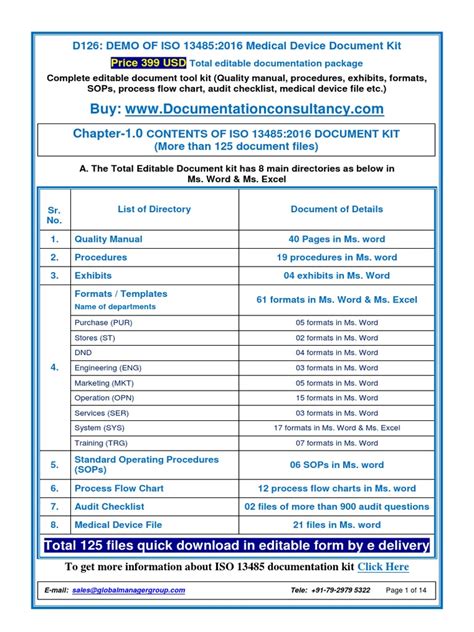 Iso 13485 Manual Documents Pdf Documentation Audit