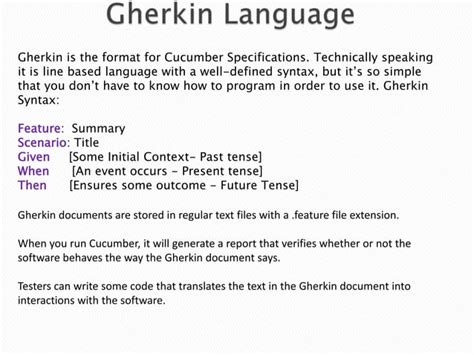Cucumber And Gherkin Language Ppsx