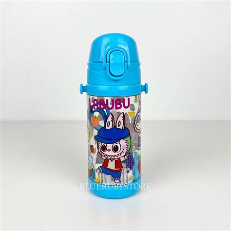 พร้อมส่ง กระติกน้ำเด็ก Labubu ลาบูบู้ หลอดเด้ง มีสายคล้องคอ 500ml ขวดน้ำพกพา ลายการ์ตูน Bpa