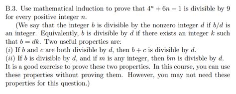 Solved B3 Use Mathematical Induction To Prove That 4n6n−1