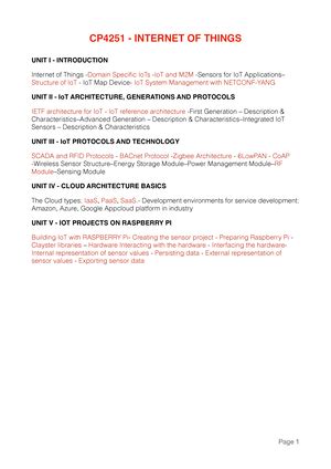 IOT Notes UNIT Course Syllabus BTCOE B Internet Of Things Unit IoT