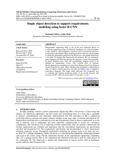 Pdf Single Object Detection To Support Requirements Modeling Using