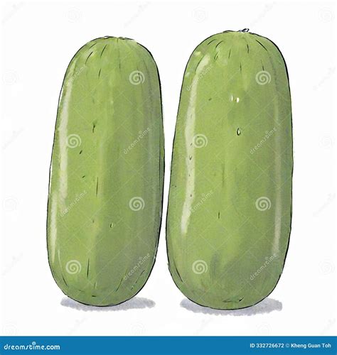 Cucumber Watercolor Illustration Sketch Drawing Style Clipart 332726677