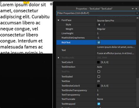 automatic sizing textlabel in a scrolling frame art design support