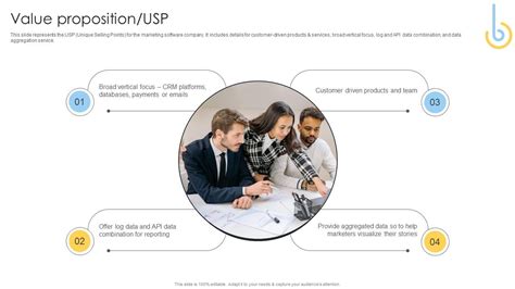 Value Proposition Usp Marketing Data Aggregation Tool Investor Funding