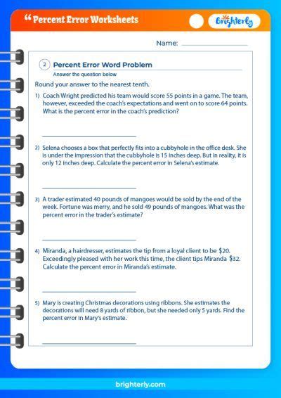Free Printable Percent Error Worksheets [pdfs] Brighterly