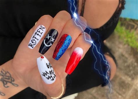 Pin By Ness⚠ On Nails Grunge Nails Swag Nails Halloween Acrylic Nails