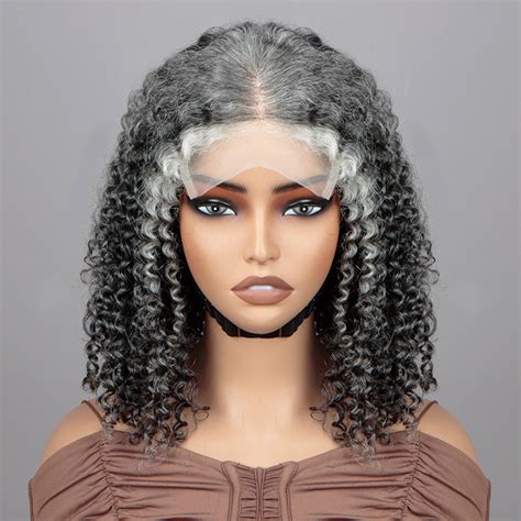 Soul Lady Seniors Salt And Pepper Wig Water Wave More Grey Human Hair