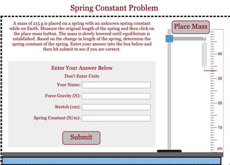 Solved Spring Constant Problem A Mass Of G Is Placed On Chegg